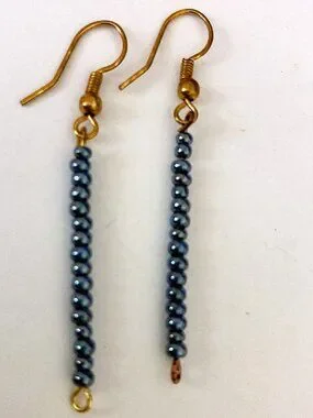 Jewelry | Blue Metallic Bead Dangle Earrings Upcycled | Poshmark